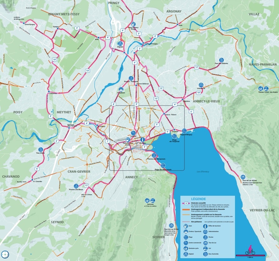 Cycle paths in Annecy